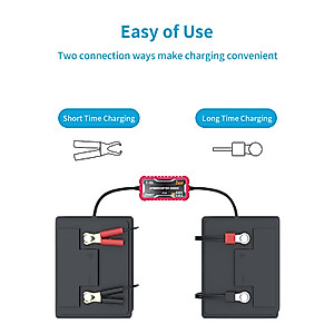FOVAL 2-Amp Automatic Battery Charger, 6V and 12V Smart Car Battery Charger Maintainer, Trickle Charger and Battery Desulfator for Motorcycle, ATV, Boat, Lawn Mower Lead Acid Batteries