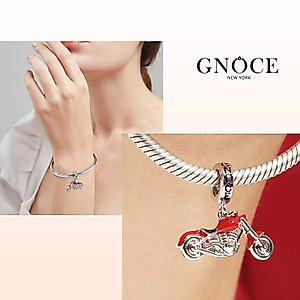 GNOCE Motorcycle Pendant Charm Sterling Silver Dangle Charm For Bracelet/Necklace For Women
