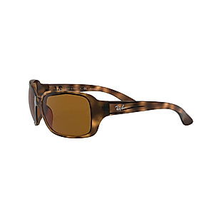 Ray-Ban Women's RB4068 Square Sunglasses, Havana/Polarized B-15 Brown, 60 mm + 0