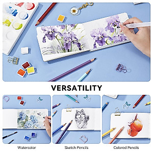 Lightwish Watercolor Journal, 100% cotton Hot Press Watercolor Paper,140lb/300gsm Acid-free, 24 Sheets 3.54x5.51” Sketchbook for Adults, Students, and kids