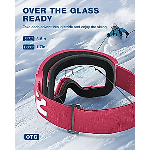 ZIONOR Ski Goggles, Z1 Zipon HD Lens Snow Goggles for Men Women Adult, Anti-fog Magnetic Lens Snowboard Goggles with UV Protection, OTG Snowboarding Goggles, Over Glasses Skiing Snowmobile Goggles