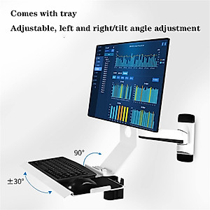Monitor Stand for Wall Mount Workstation - Full Motion Standing VESA Mount Arm, Adjustable Mechanical Monitor Stand with Keyboard Tray Arm, Ergonomic Wall Mounted Desk Monitor bracket ( Size : 185*600