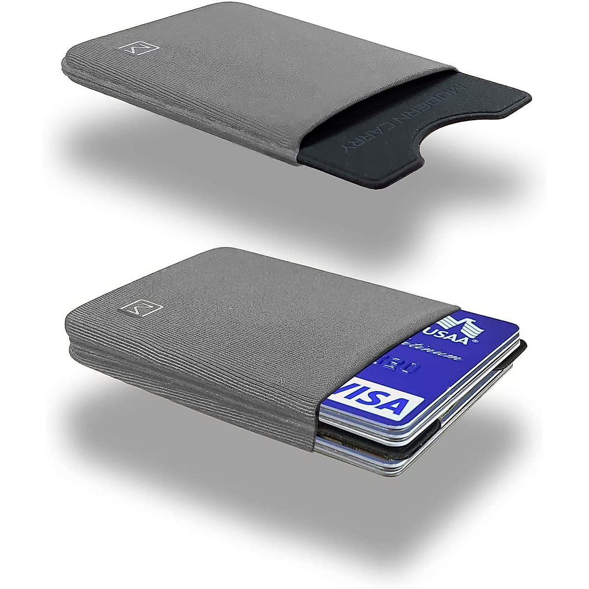 Modern Carry Elastic Minimal Card Holder, Minimalist Wallet for Men & Women, Credit Card & Business Card Holder, Slim Credit Card Wallet - Ultra Thin w/ 2 Card Slots (Gray)