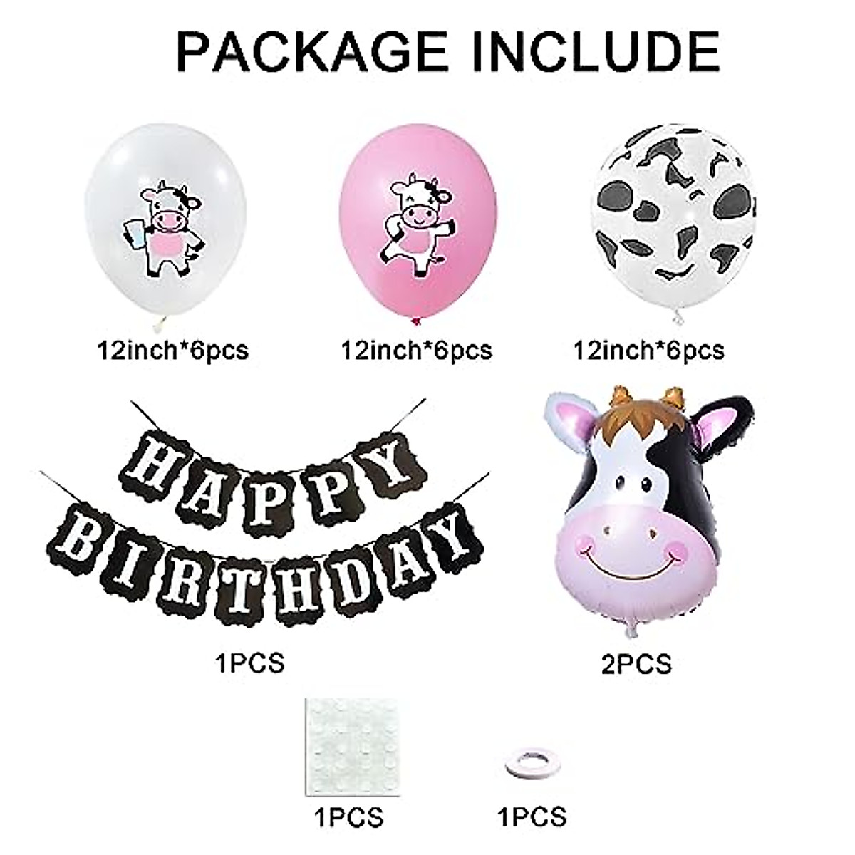 Cow Balloons, 12” Pink Cow Print Balloon Helium Latex Balloons for Birthday, Baby Shower, Cow Print Party, Cowgirl Rodeo Party, Farm Party Decorations Supplies