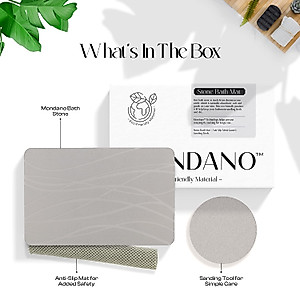 Mondano Stone Bath Mat, Diatomaceous Earth Shower Mat Non Slip Bathroom Mat Quick Dry Stone Mat, Stone Dish Drying Mat, Stone Bath Mats for Bathroom, Diatomaceous Earth Bath Mat (Carbon Grey)