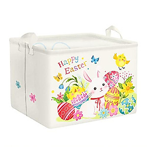 Clastyle Kid Large Gift Basket Bunny Clothes Towel Storage Bin Egg Flower Picnic Basket with Handles Daycare Nursery Storage Basket for Toy Books