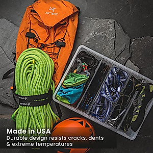 SIDIO CRATE Pro Pack - Two Full Size and One Half Size SidioCrate, Stackable Outdoor Organizer Storage Bins with Clear Lid and Dividers - Green