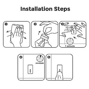 SouLips Adhesive Hooks, Self Adhesive Black Wall Mount Hanger for Key Robe Coat Towel, Heavy Duty Super Strong Stainless Steel Hooks for Kitchen Bathroom Toilet, No Drill No Screw, Waterproof, 6 Pack