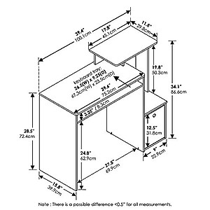 Furinno Econ Multipurpose Home Office Computer Writing Desk, Columbia Walnut/Dark Brown