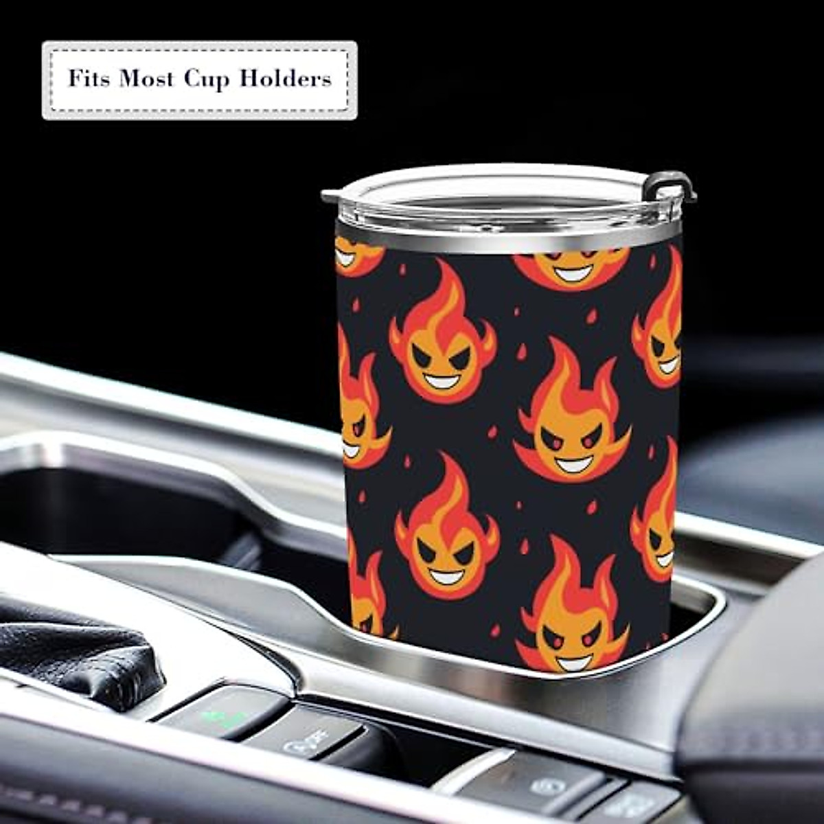 sanluoli Evil Laughing Flame Demon Stainless Steel water bottle with straw with Straw Lid mug for hot drinks for gym simply insulated coffee tumbler 20 OZ