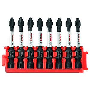 BOSCH CCSPH2208 8-Pack 2 In. Impact Tough Phillips P2 Power Bits with Clip for Custom Case System