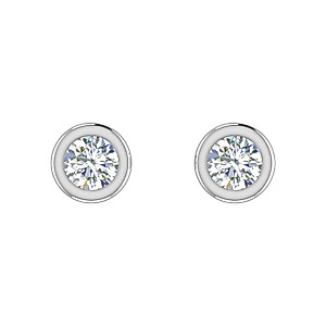 1/5 Carat Bezel Set Diamond Stud Earrings in 10K White Gold