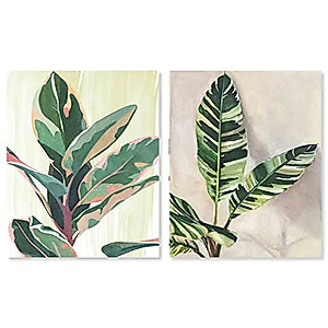 Wynwood Studio Floral and Botanical Tropical Canvas Wall Art Nice Green Set Living Room Bedroom and Bathroom Home Decor 20 in x 24 in Green and Pink