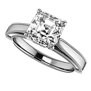 JEWELERYN 1 CT Asscher Moissanite Engagement Ring Set, Wedding Bridal Ring Set, Diamond Ring Set, VVS1 Colorless Moissanite Engagement Rings for Women, Promise Ring for Her (11)