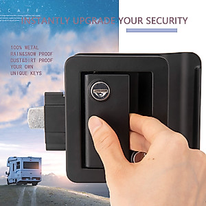 RV Camper Door Latch Lock,100% Metal Camper Door Lock Replacement kit,2 Pack Black rv Entry Door Locks for Travel Trailers,Only Fits 2.75"x3.75" Door Lock Hole 8 Camper Keys