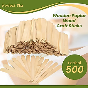 Perfect Stix Wooden Poplar Wood Craft Sticks. Jumbo Size, 6 x 3/4, Wood, Natural Poplar Wood, 500Ct. Multipurpose Craft, Popsicles, Waxing, Arts and Crafts.