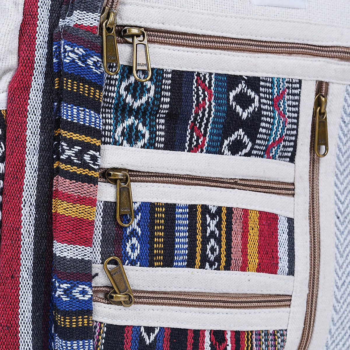 Small cotton stripe hemp backpack, Hemp backpack, traveling backpack, nepali backpack, himalayan backpack, small 13" bag (BG-001-SM)