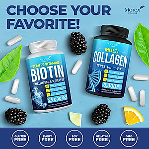 ORIONPHARMA Biotin Keratin & Collagen Capsules - Made in USA - Natural Collagen, Keratin & Biotin for Hair Growth - Biotin & Collagen Vitamins with Multi Collagen Peptides for Hair Loss, Skin & Nails