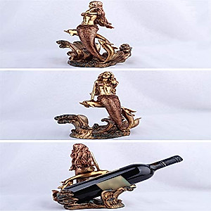 Kelendle Resin Single Wine Holder Women Wine Bottle Holders Countertop Wine Rack Creative Wine Display Rack Modern Tabletop Wine Racks Home Decor Ornaments Crafts for Living Room(Mermaid)