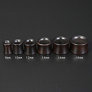 ZS Black Wood Tunnel Gauges Stretcher Expander Brown Ear Gauges Plugged Ears Wood Plugs Ear Stretching Kit Ear Plugs Tunnel Sandalwood (Black Tunnel-16mm)