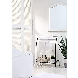 SunnyPoint Freestanding 3 Hanging Bar Towel Rack with Bottom Shelf (BLK)