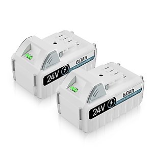 POWITEC 2Pack 6.0Ah Replacement Battery for Snow Joe Sun Joe 24V Battery for Snow Joe 24VBAT-LTE/LTW/LT 24BAT-LTX Series