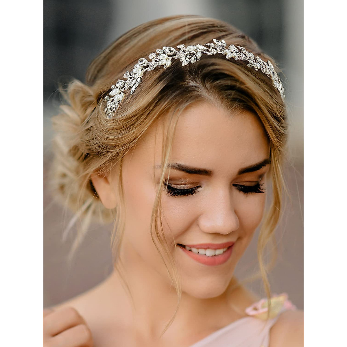 SWEETV Bridal Headpiece for Wedding Silver Crystal Bridal Hair Accessories for Wedding Headband for Women Hair Pieces