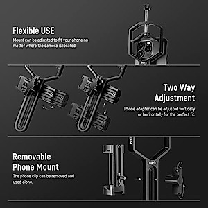 NEEWER Metal Telescope Phone Mount, 2.09"-3.54" Universal Cell Phone Mount for Spotting Scope Telescope Microscope Binocular Monocular, Fits Eyepiece with Diameter 1.18"-2.52"