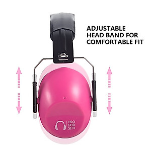Pro For Sho 34dB Shooting Ear Protection - Special Designed Ear Muffs Lighter Weight & Maximum Hearing Protection - Standard Size, Pink