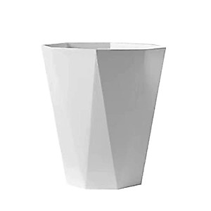 Diamond Shape Trash can Without Cover, Plastic Material is Strong and Durable, Simple Geometric Office Wastebasket, Suitable for Families, bathrooms, Kitchens, Dressers, bedrooms, White
