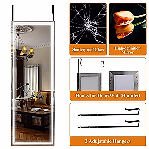 NeuType Full Body Mirror with Lights, 51"x18" LED Mirror Full Length, Full Length Mirror with LED Lights, Wall Mounted Door Hanging Mirror, Dressing Mirror for Bedroom Living Room, Silver