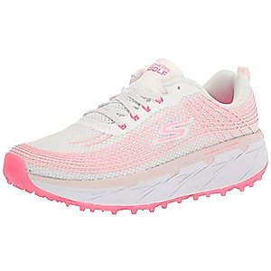 Skechers Women's Go Ultra Max Spikeless Golf Shoe Sneaker, WHT/PNK, 10