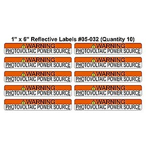FCD Labels 05-032 Reflective Warning Photovoltaic Power Source Solar ANSI Vinyl Label Pack (Pack of 10)