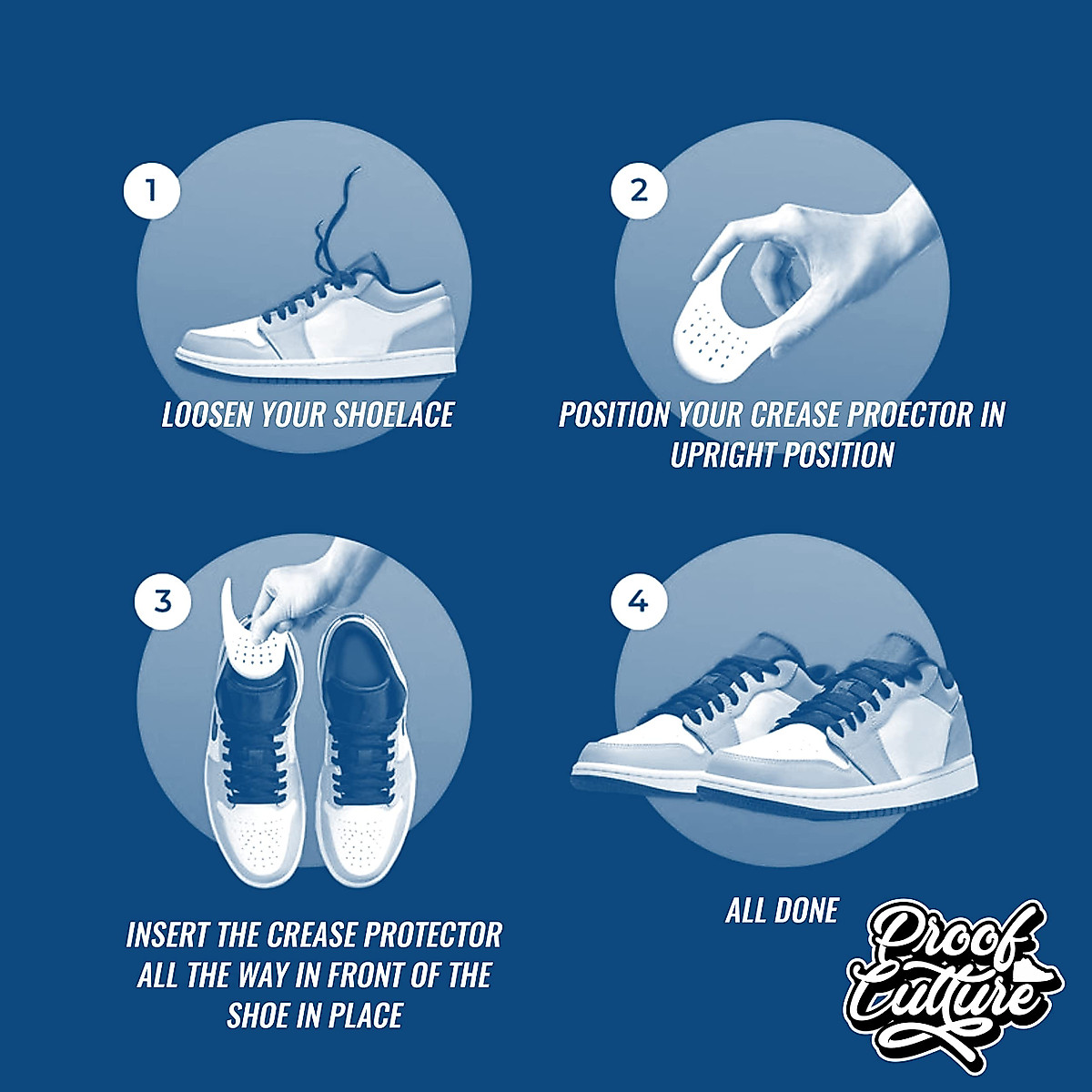 Crease Protectors for Sneakers - Anti-Wrinkle Crease Guards, Shoe Protectors for Nike, Air Jordan, Dunks, AF1 and More - Comfortable, Soft & Breathable Shoe Crease Preventer, Toe Protector