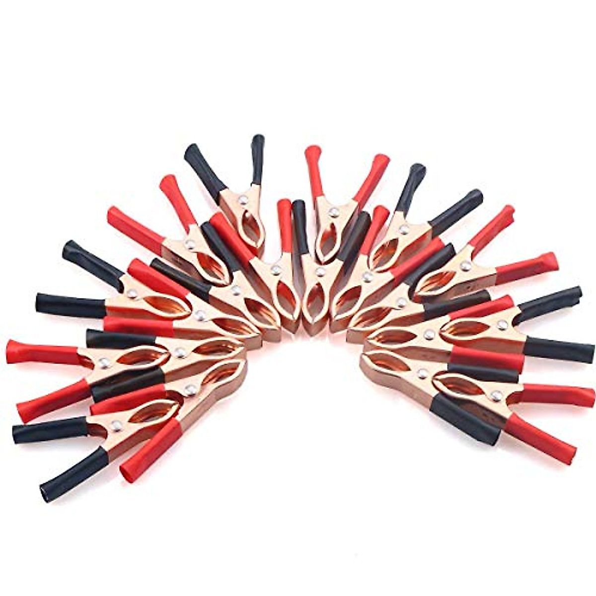 URBEST® Alligator Clamps 30A Copper Plated Metal Battery Clips for Cars, Vehicles, Automobiles, 20Pack Red, Black