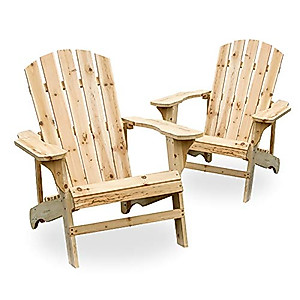 PatioFestival Wood Adirondack Chair Lounger Chair Outdoor Furniture for Yard,Patio,Garden Natural Finish,Set of 2