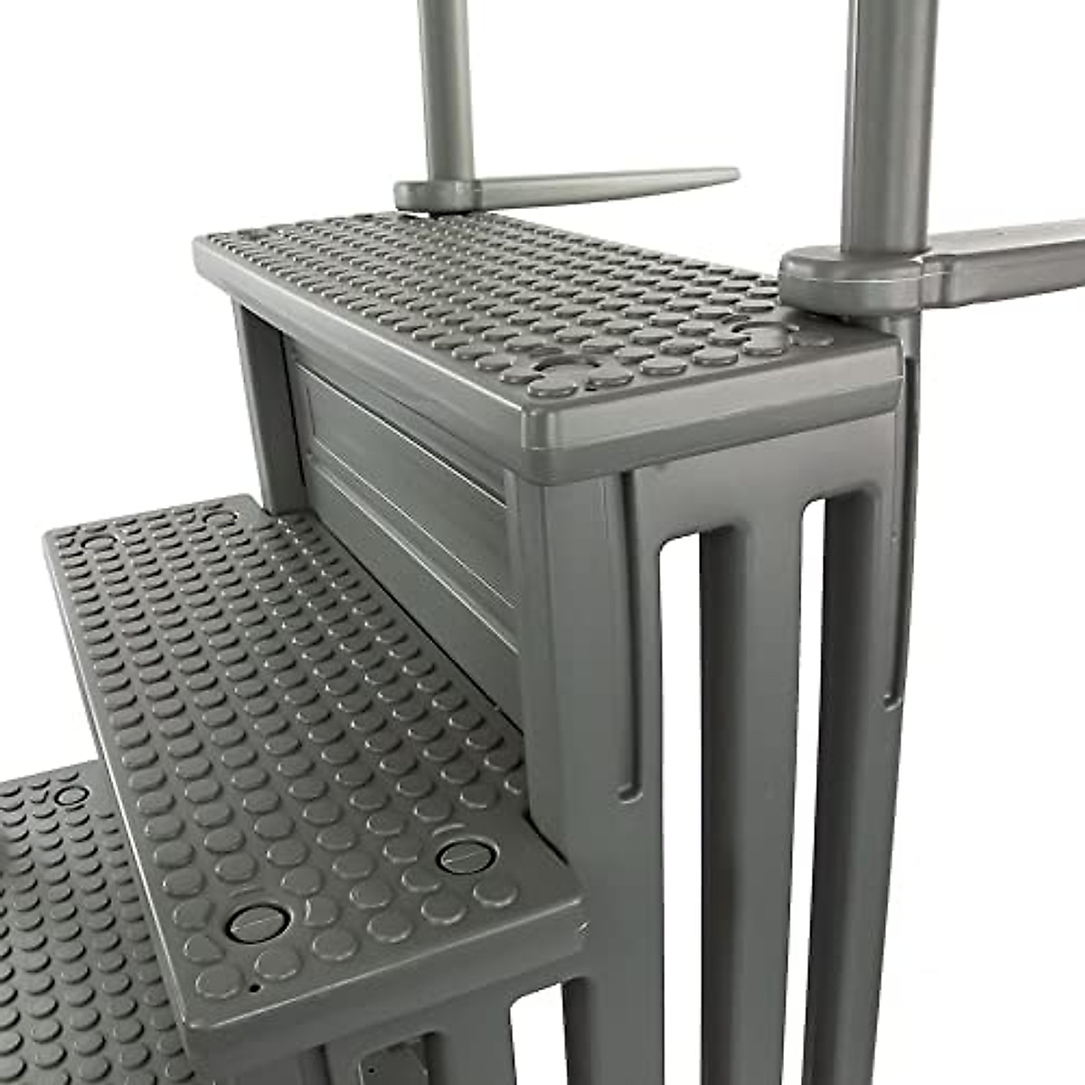 Aqua Select Above Ground Anti-Slip Pool Steps to Deck | Safety Swimming Pool Ladder | Designed for Above Ground Swimming Pools | Holds Up to 350 Pounds | Grey