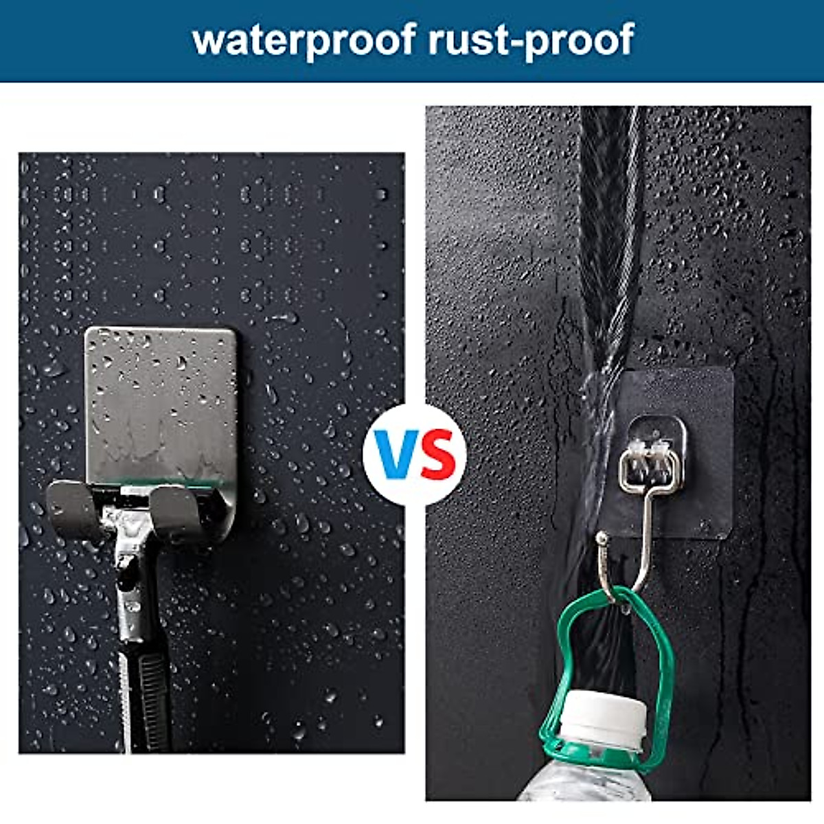 Diesisa Razor Holder for Shower + Adhesive Wall Hooks, Premium 304 Stainless Steel Shower Razor Holder with Heavy Duty Waterproof Sticky Hooks for Hanging Towels, Coat, hat (2+2 Pack)