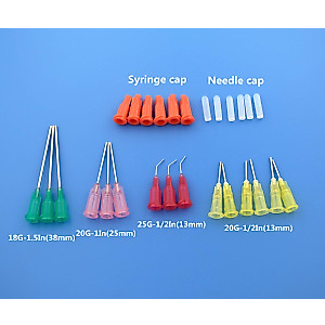 6Pcs Injection Squeeze Bottle with 15Pcs Dispensing Needles and 12Pcs Cap (30ml+50ml)
