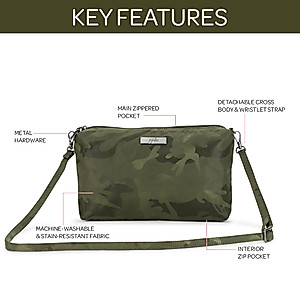 JuJuBe | Be Quick Shoulder Bag/Wristlet Purse Organizer for Travel or Diaper Bag | Camo Green