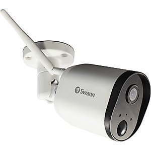 Swann Outdoor Home Security IP Camera, 1080p Wifi Surveillance Cam, IP66 Weatherproof Rating, Night Vision, Heat & Motion Sensor, Wi-Fi Alexa + Google, SWWHD-OUTCAM, White