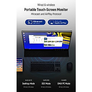 4K Portable Monitor Touchscreen Automatic Rotate 17.3 Inch UHD 3840x2160 Wireless Display Airplay Miracast Monitor for Phone HDMI USB C Monitor Vesa Mount HD Laptop Display (Non-battery Monitor)