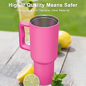 Zes-Husa 40 oz Tumbler with Handle and Straw Lid, Insulated Cup Reusable Stainless Steel Thermoses, Travel Mug Cupholder Use with Pipette Stopper