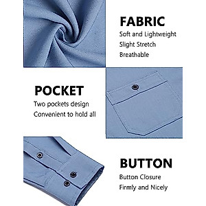 COOFANDY Mens Casual Dress Shirts Slim Fit Button Down Shirt with Two Chest Pockets Light Blue