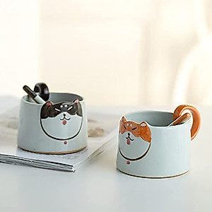 ENPAP Coffee Cup Tea Mug Smart Mug Personality Creative Mug Couple Cup Ceramic Coffee Cup Household Water Cup Suitable For School Living Room Office Milk Tea Cup (Color : A)