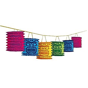 Amscan 221047 Tiki Island Lantern Garland, 12 Ft., Multicolor, 1 Pc