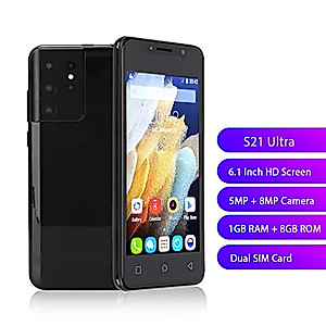 Yoidesu Unlocked Smartphones, S21 Ultra 6.1in 3G Dual SIM Unlocked Cell Phone, 1GB RAM + 8GB ROM, 5MP + 8MP Dual Camera, Face ID Android Phone with 2000mAh Battery(U.S. Plug)