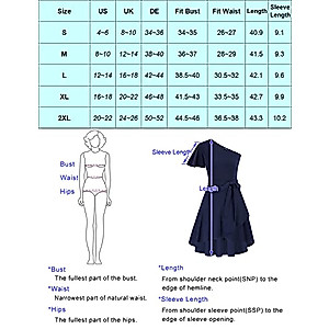 GRACE KARIN Women's One Shoulder Dress Flared Short Sleeve A-Line Cocktail Short Dress for Wedding Guest Teal Blue M