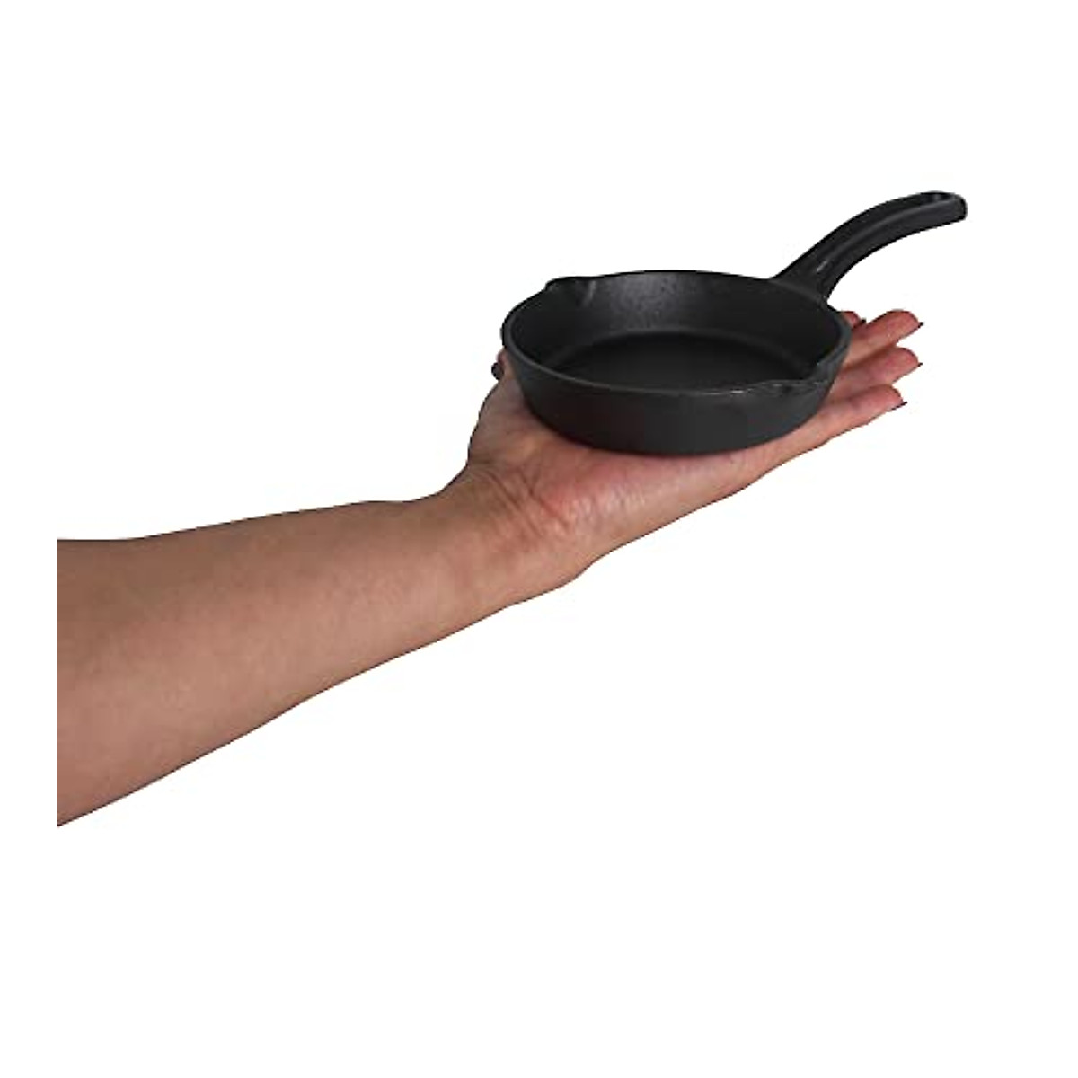 Mirro 4.5" Cast Iron Mini Skillet for Frying Pan with Drip-Spouts, Pre-seasoned Oven Safe Cookware for Camping, Indoor and Outdoor use, Black