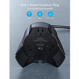 Govee Smart WiFi Outdoor Plug, Weatherproof 15A Outdoor Smart Outlet Bundle with WiFi Bluetooth Outlets 4 Pack, App Control, Supports Alexa and Google Assistant, 2.4 GHz Network only